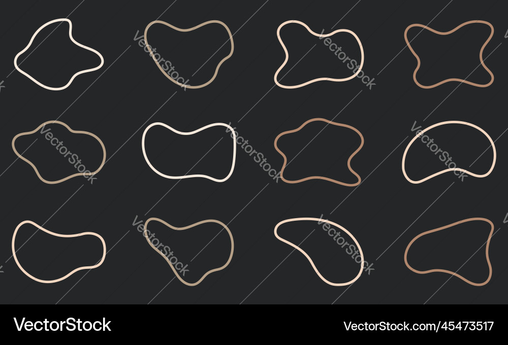 Free form abstract black outline set on black Vector Image