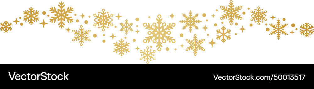Golden snowflake wave clip art element elegant Vector Image