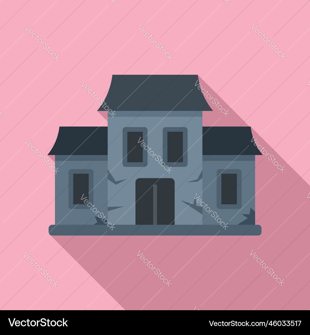 Haunted house icon flat scary night Royalty Free Vector