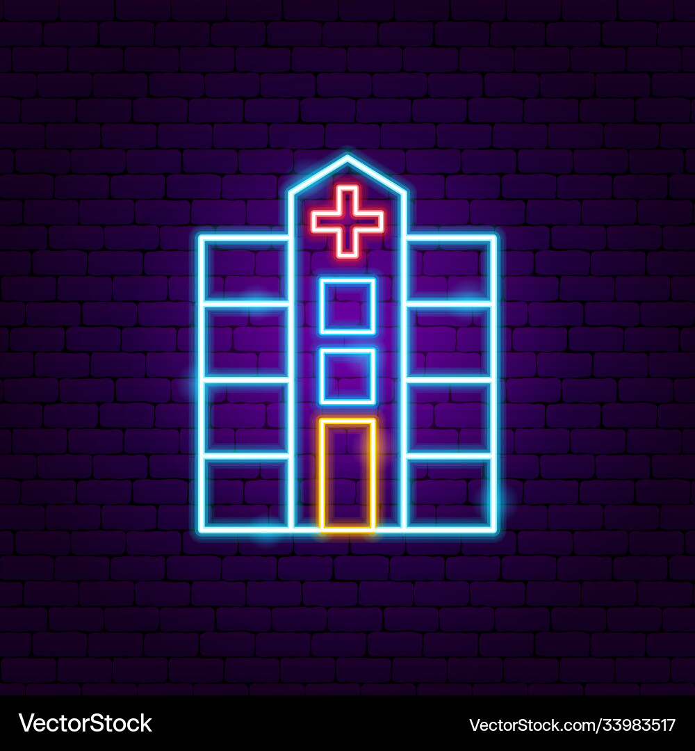 Hospital neon sign Royalty Free Vector Image - VectorStock