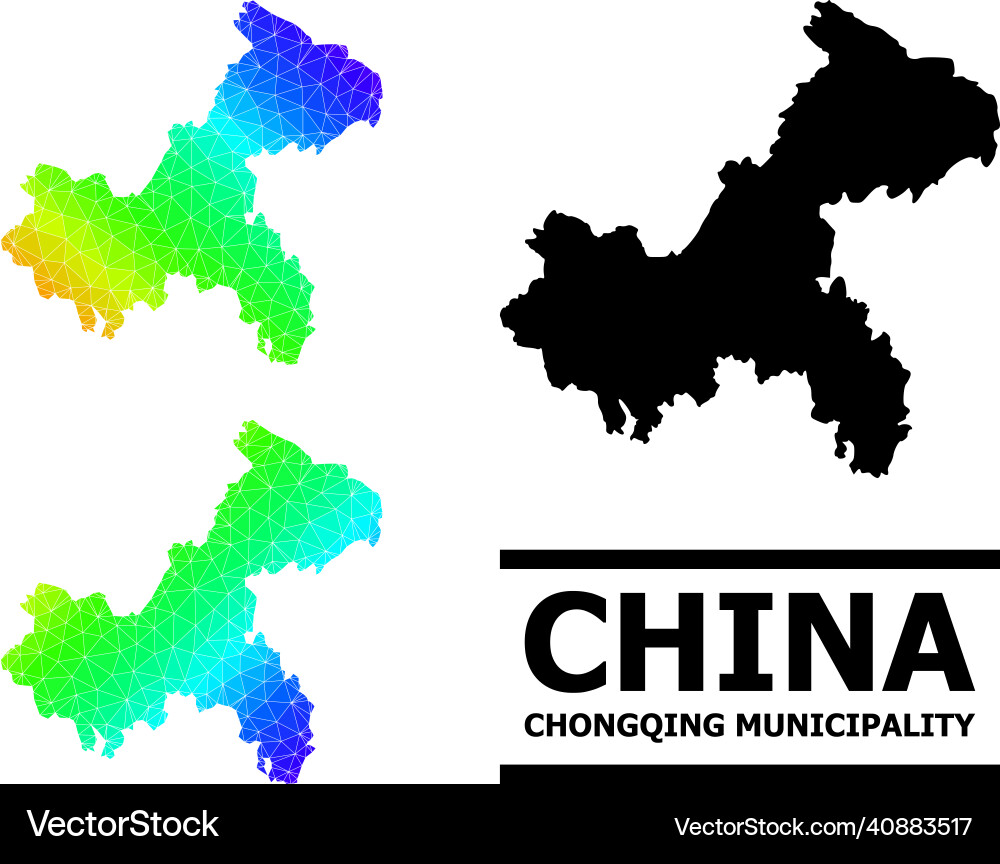 Lowpoly spectral colored map of chongqing Vector Image