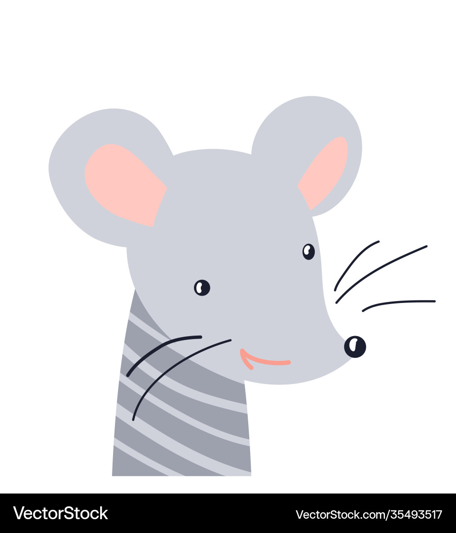 Mouse cute animal baby face Royalty Free Vector Image