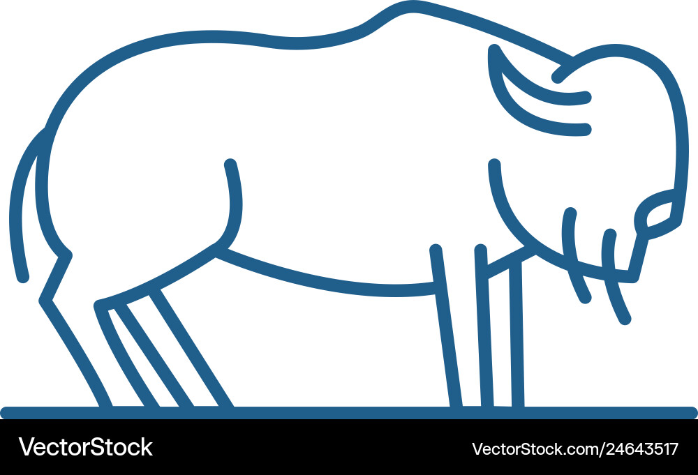 Musk ox line icon concept ox flat Royalty Free Vector Image