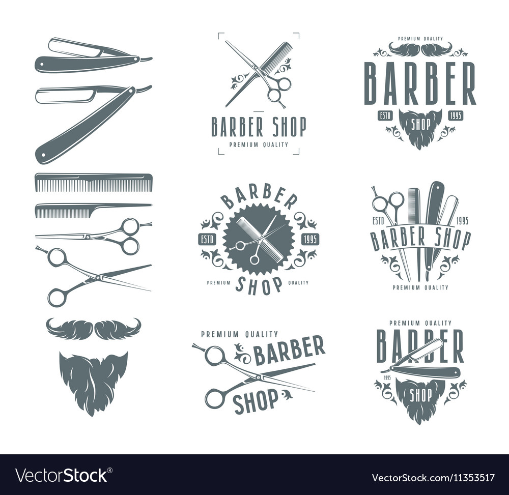 Set Of Vintage Barber Shop Badges Royalty Free Vector Image