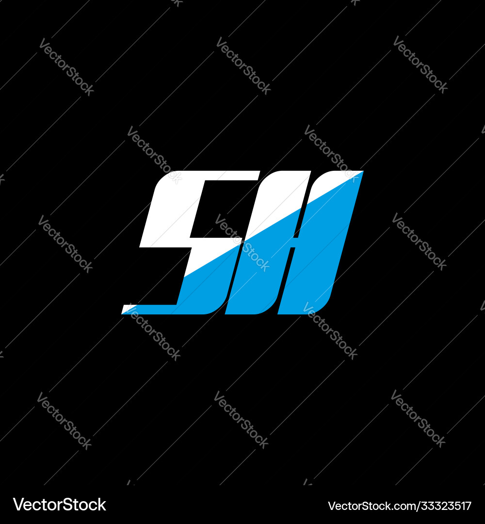 Sh Letter Logo Design auf schwarzem Hintergrund Vektorbild