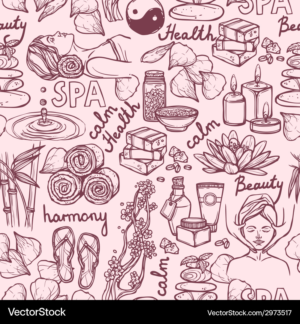 Spa sketch seamless pattern Royalty Free Vector Image