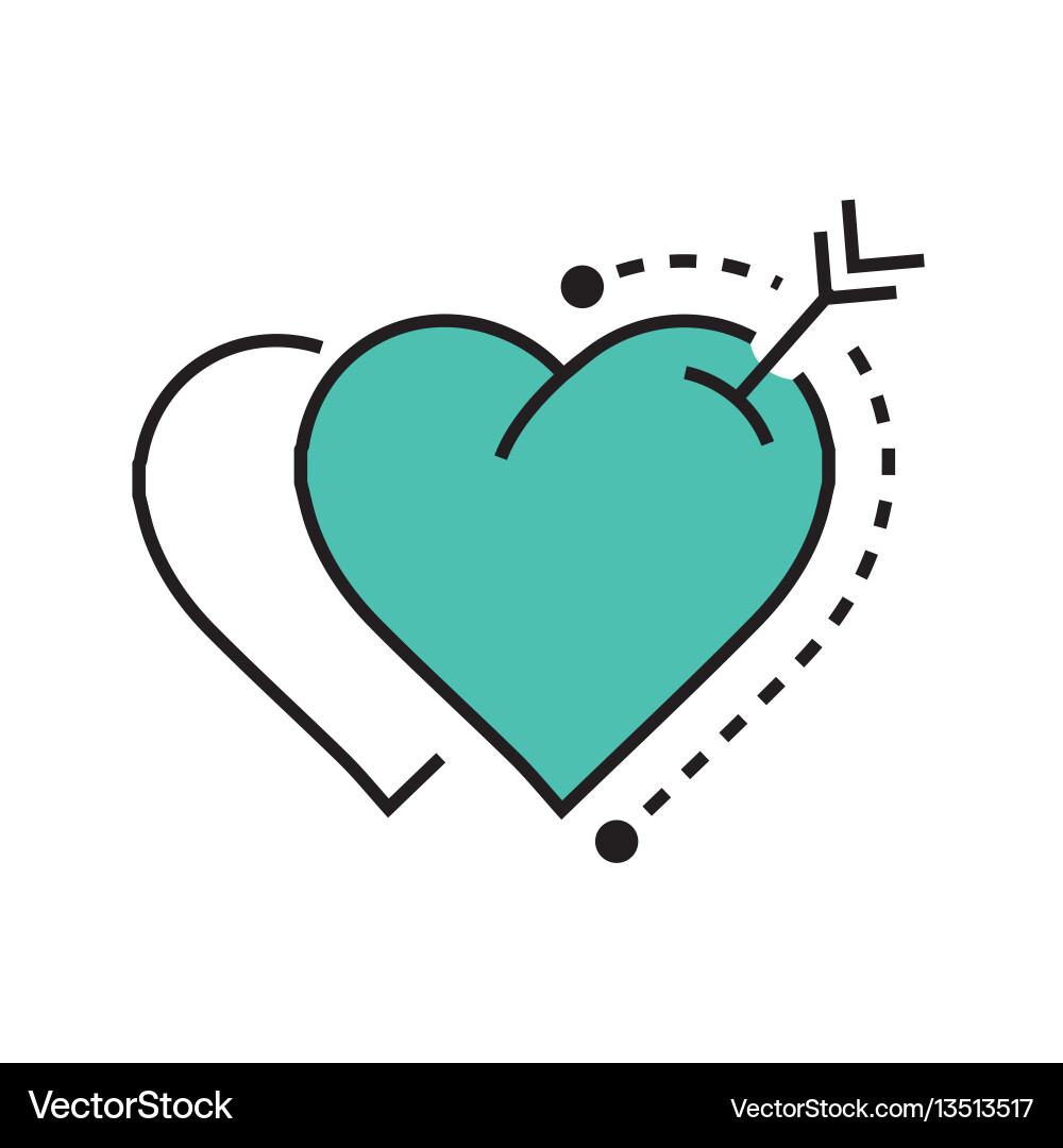 Twins heart and arrow blue Royalty Free Vector Image