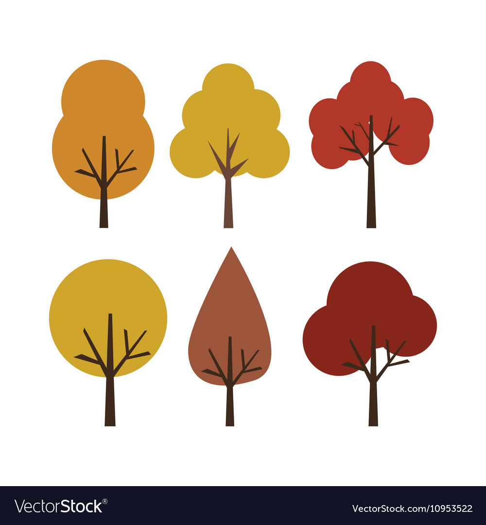 Autumn trees isolated on white Royalty Free Vector Image