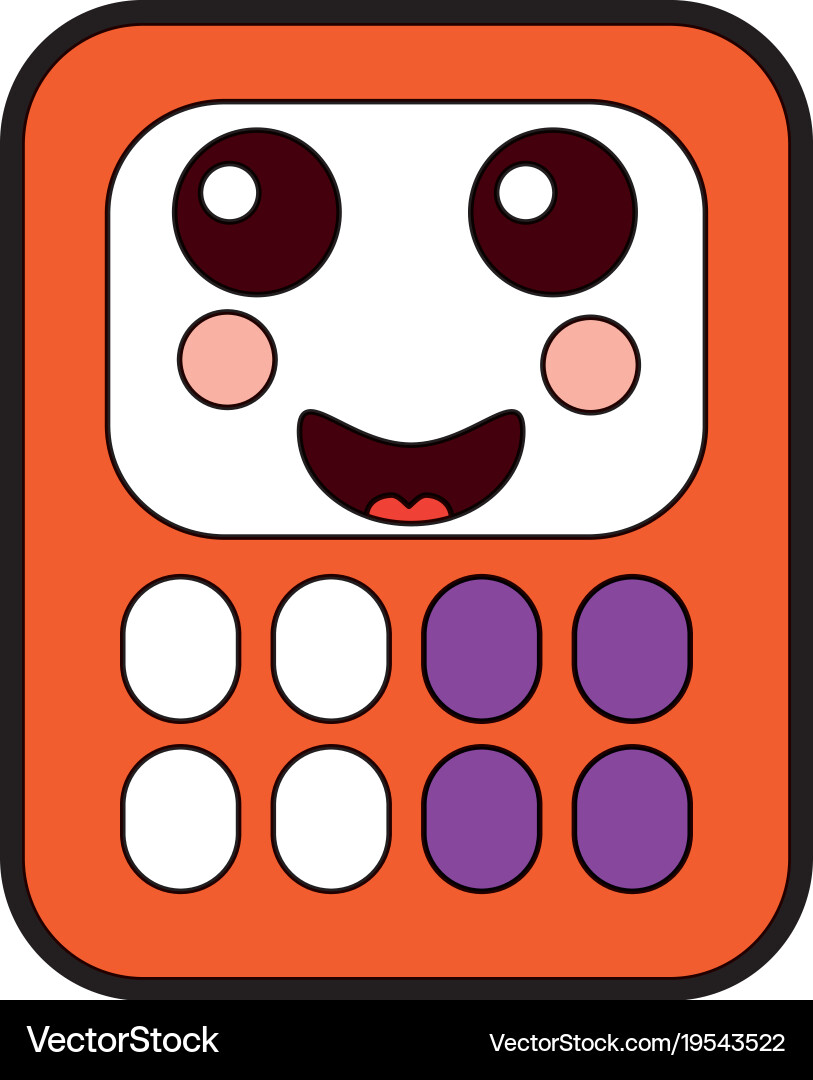 Calculator math kawaii character cartoon Vector Image