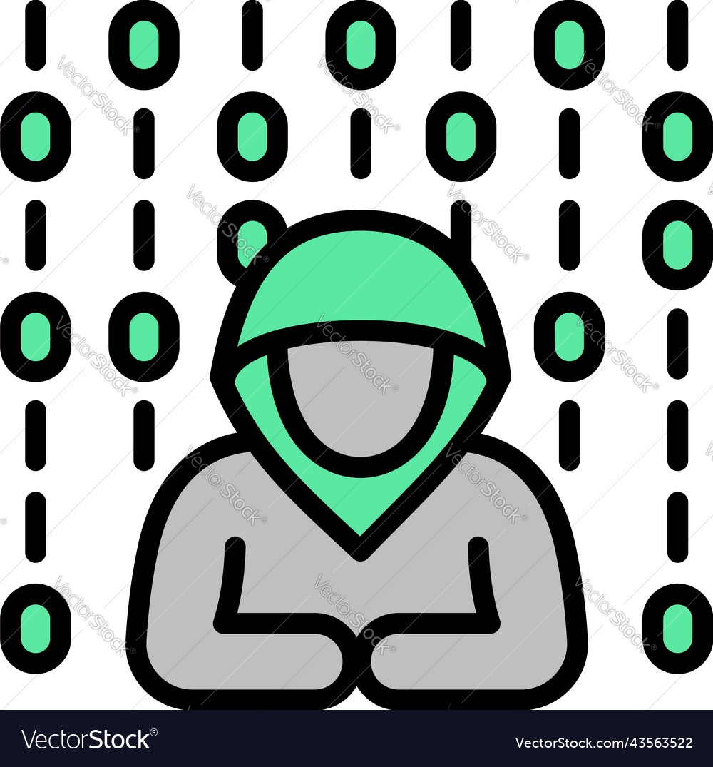 Digital hacker icon outline data internet Vector Image