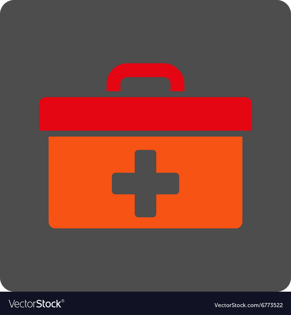 First aid toolbox flat button Royalty Free Vector Image