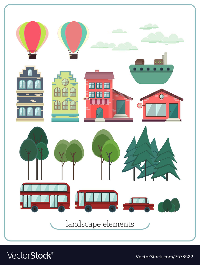 Flat design nature landscape Royalty Free Vector Image