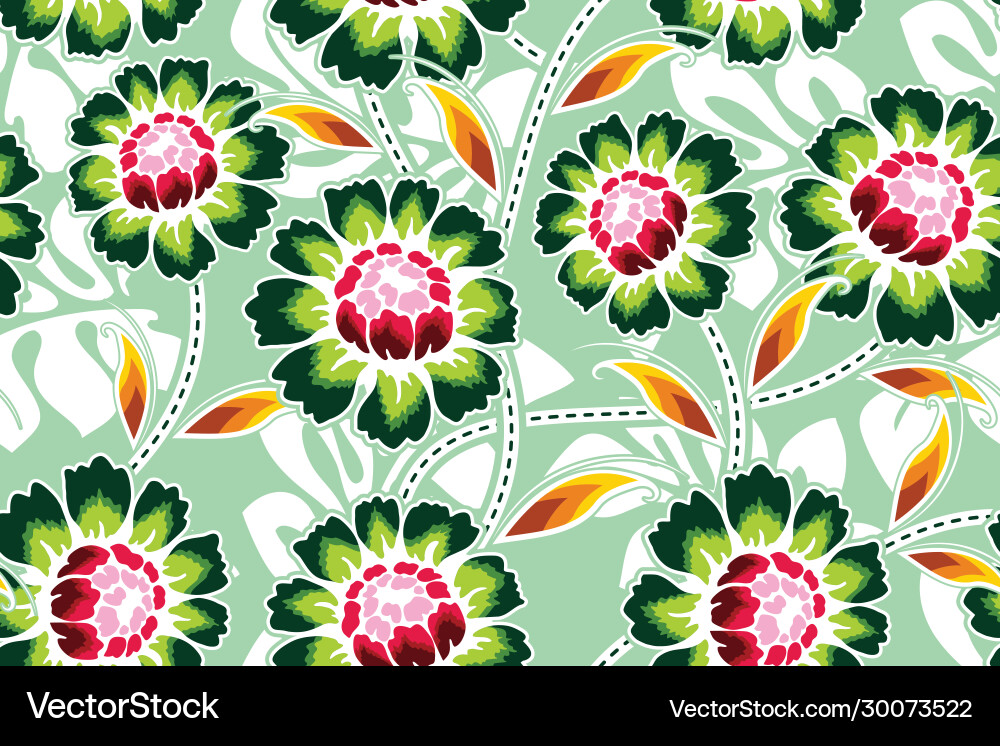 Floral batik motif Royalty Free Vector Image - VectorStock