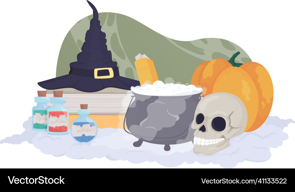 Halloween witch decor 2d isolated Royalty Free Vector Image