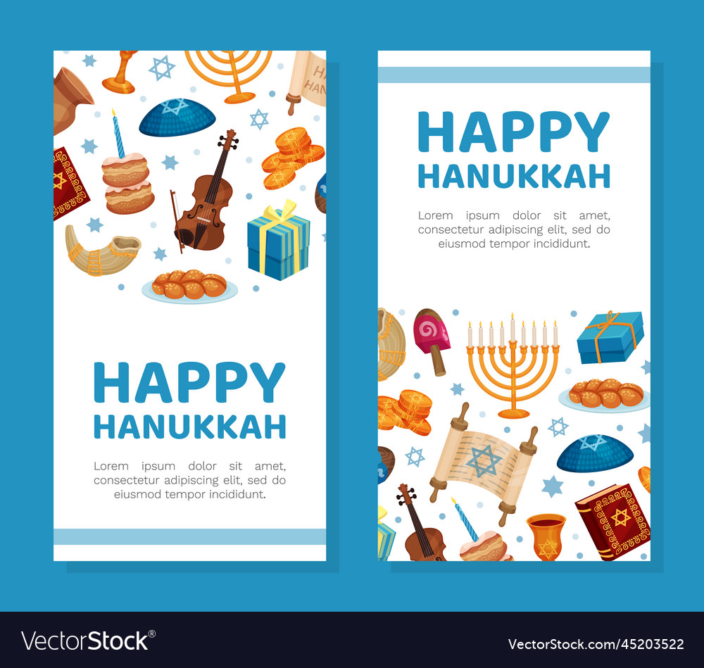 Happy hanukkah banner with traditional jewish Vector Image