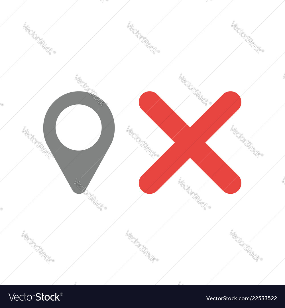 Icon concept of map pointer with x mark Royalty Free Vector