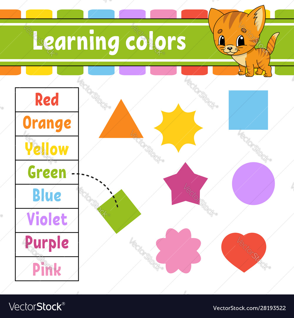Learning colors education developing worksheet Vector Image