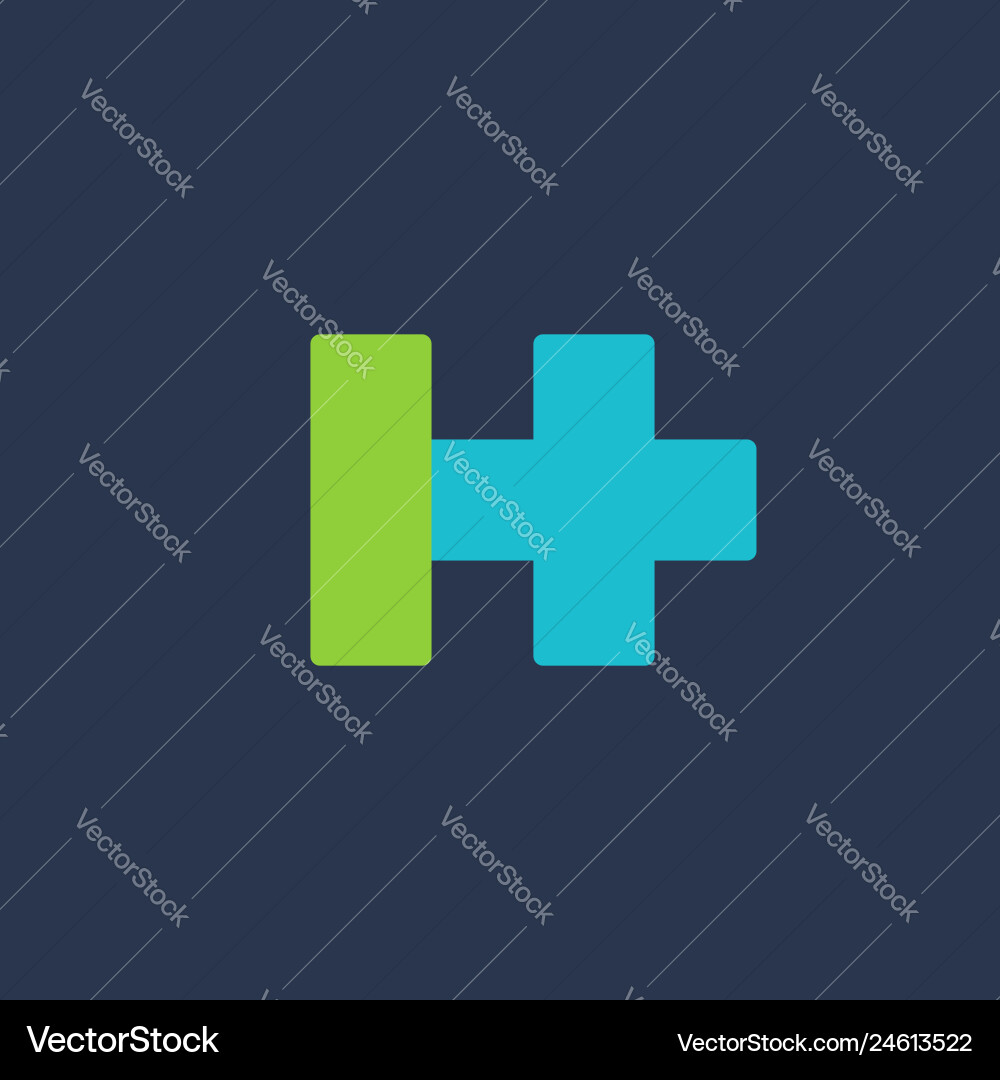 Letter h cross plus logo icon design template Vector Image