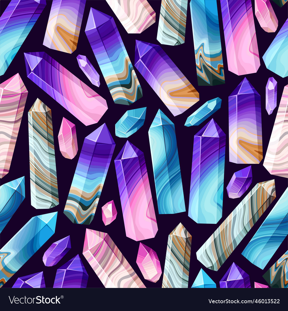 Seamless pattern with colorful crystal gems Vector Image
