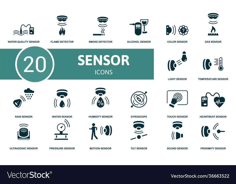 Sensor icon set contains editable icons Royalty Free Vector
