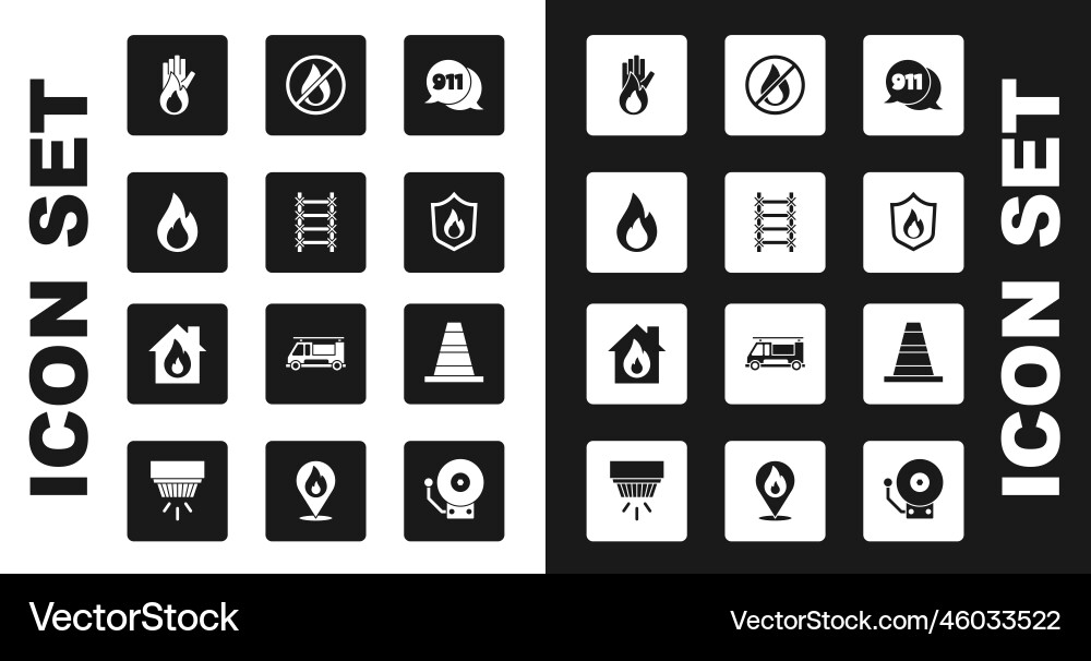 Set telephone call 911 fire escape flame Vector Image