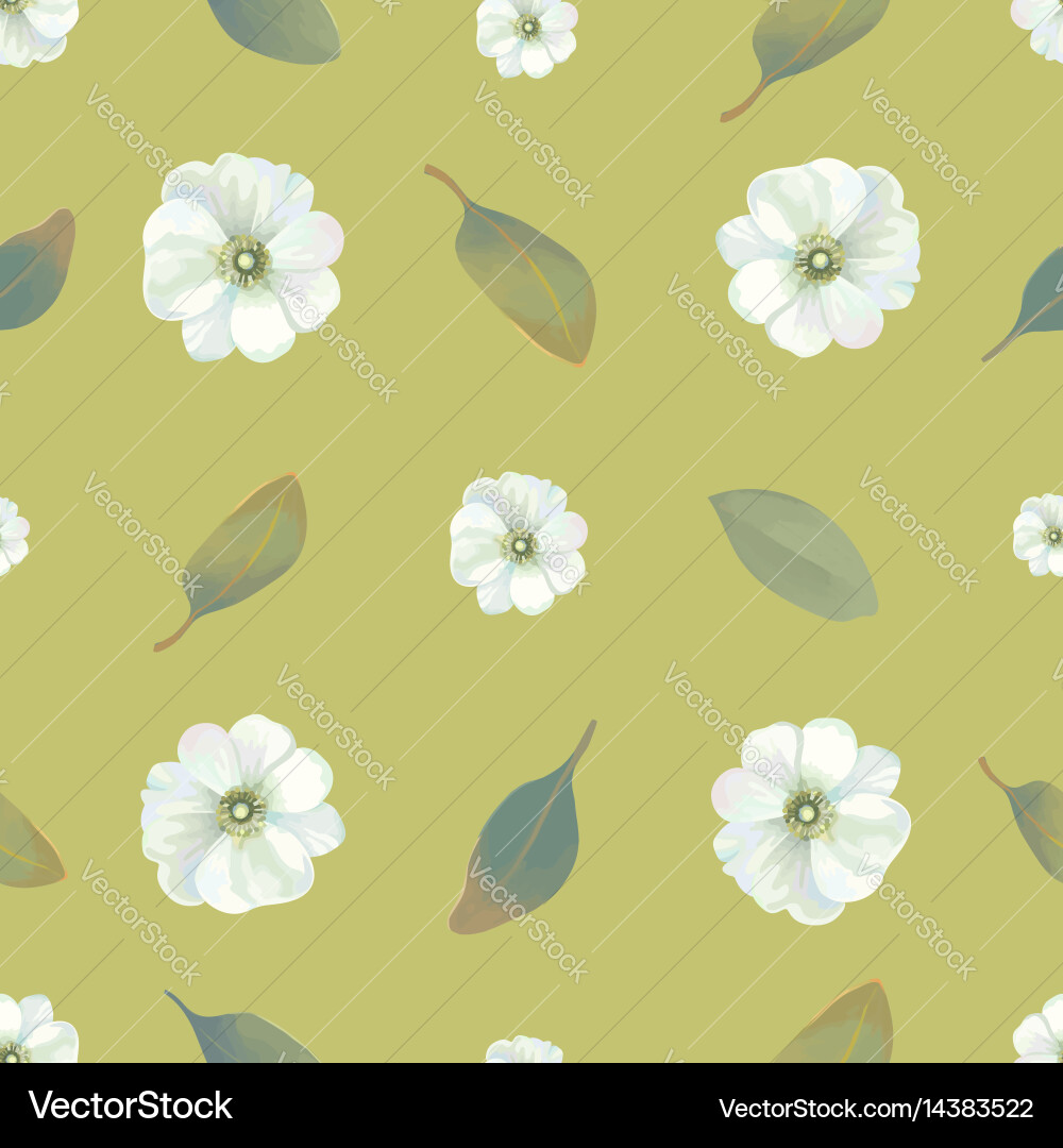 Watercolor floral seamless pattern with white Vector Image