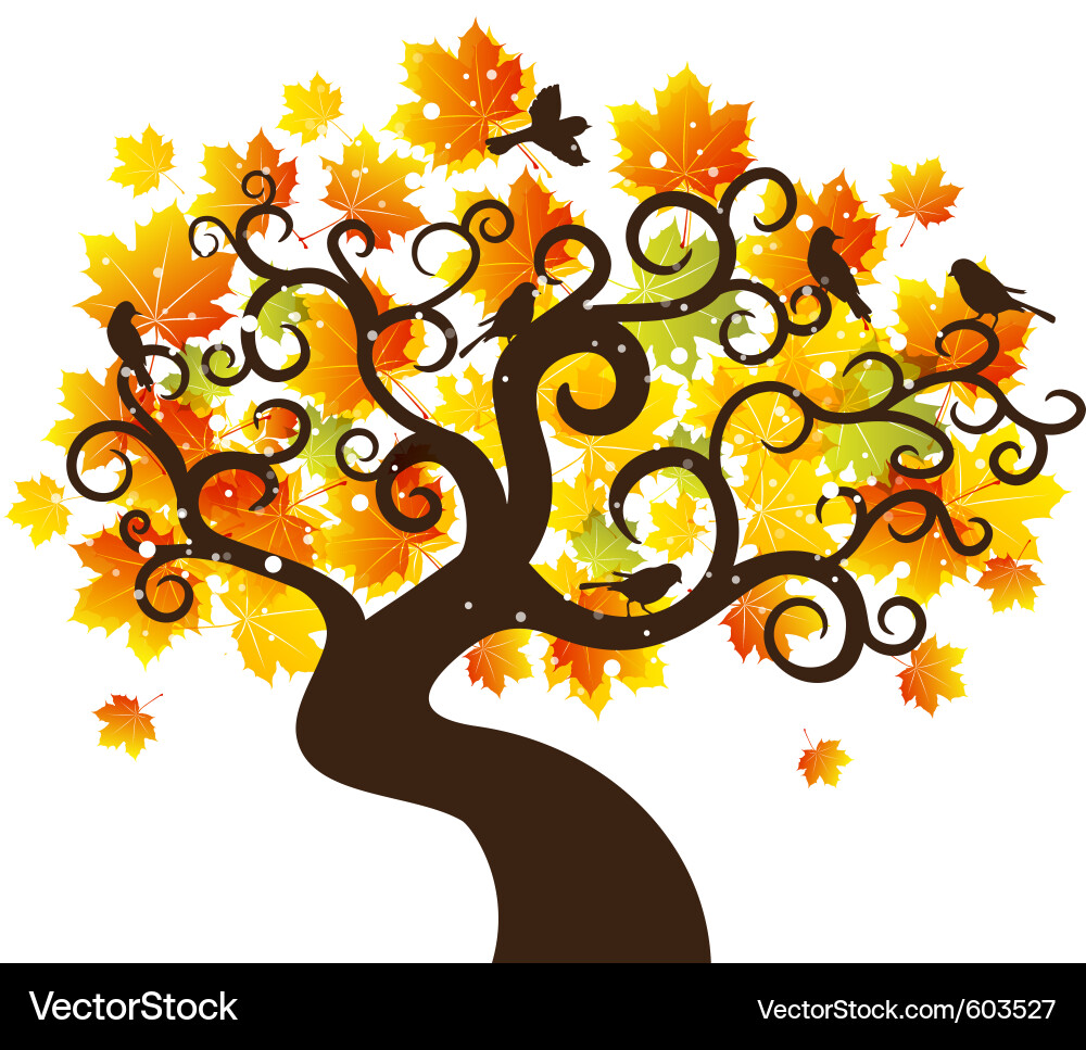 Autumn tree background Royalty Free Vector Image