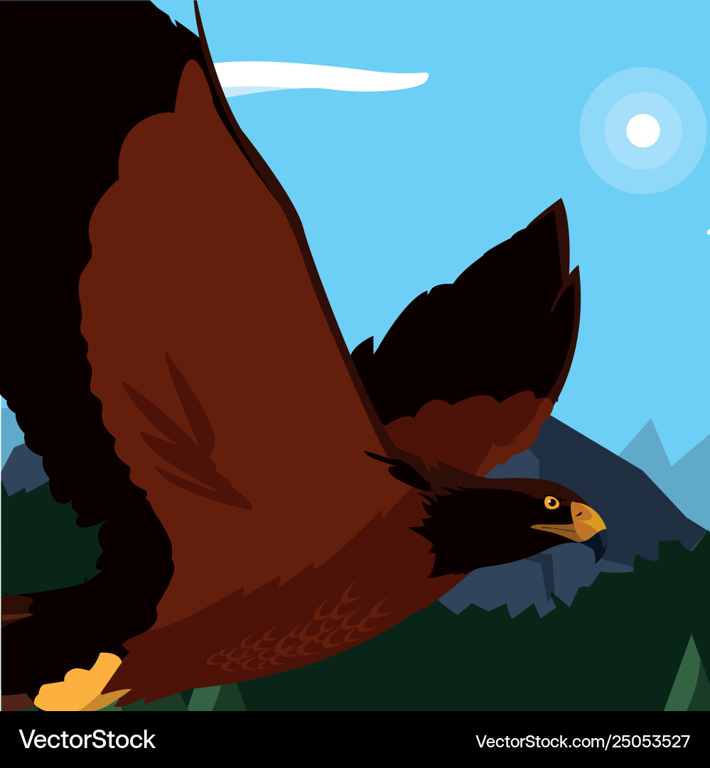 Beautiful eagle flying in landscape majestic Vector Image