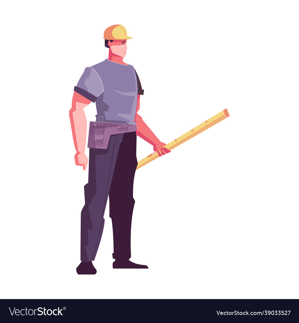 Builder with ruler composition Royalty Free Vector Image