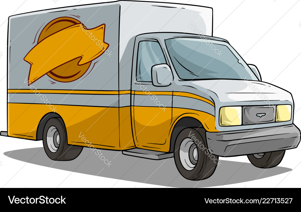Cartoon freight transportation yellow cargo truck Vector Image