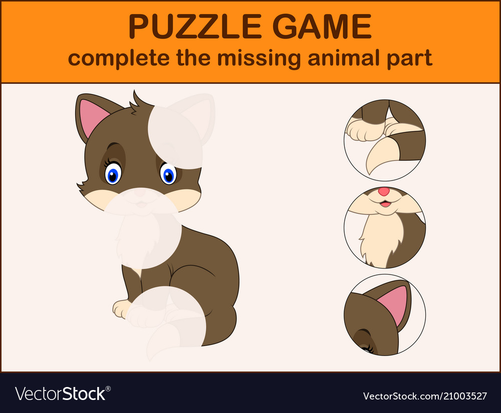 Complete puzzle and find missing parts Royalty Free Vector
