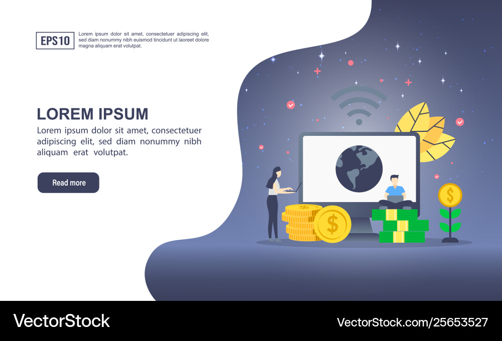 Concept internet banking with character modern Vector Image
