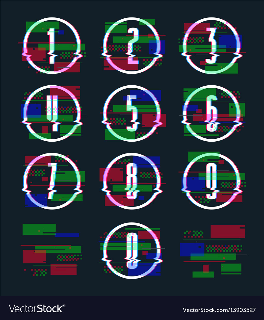 Decorative numbers with glitch distortion effect Vector Image Decorative numbers with glitch distortion effect Vector Image
