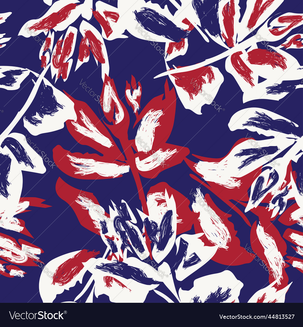 Floral brush strokes seamless pattern design Vector Image
