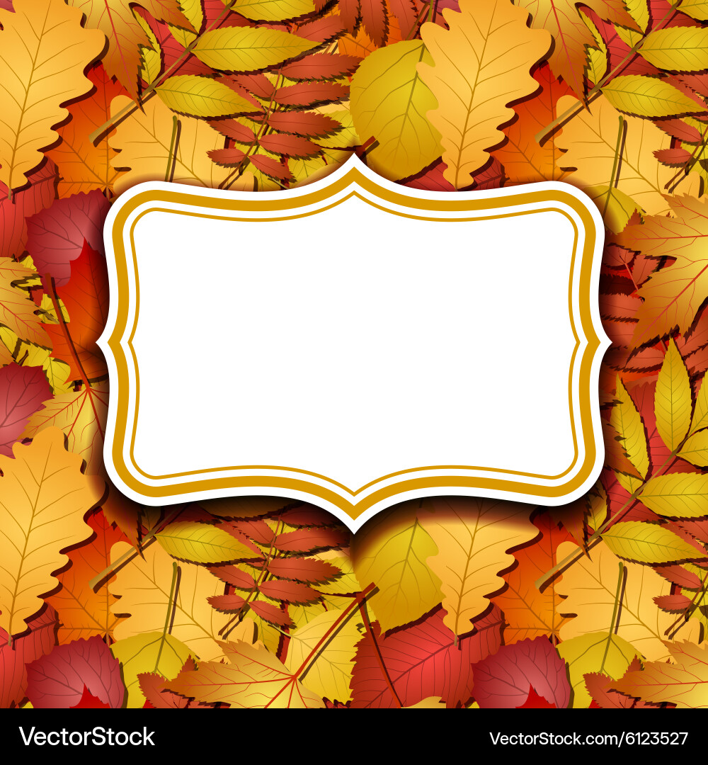 Frame labels on background with autumn leaves Vector Image