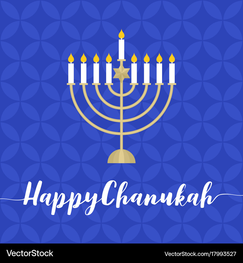 Happy chanukah calligraphic with menorah Vector Image