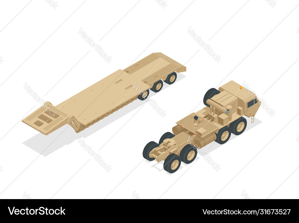 Isometric diesel engine-powered military truck Vector Image