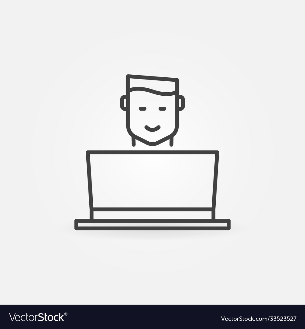 Man working on laptop concept icon in thin Vector Image