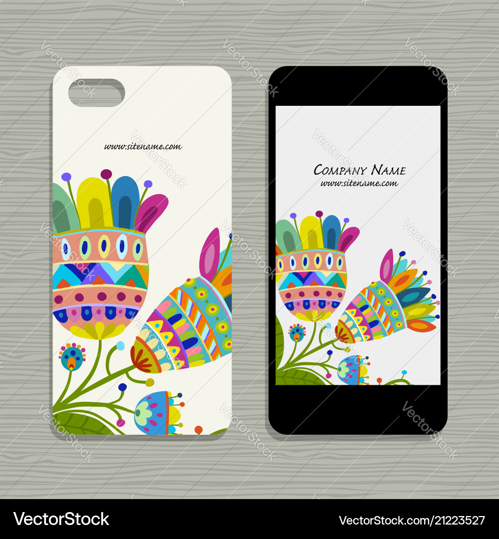 Mobile phone design floral background Royalty Free Vector