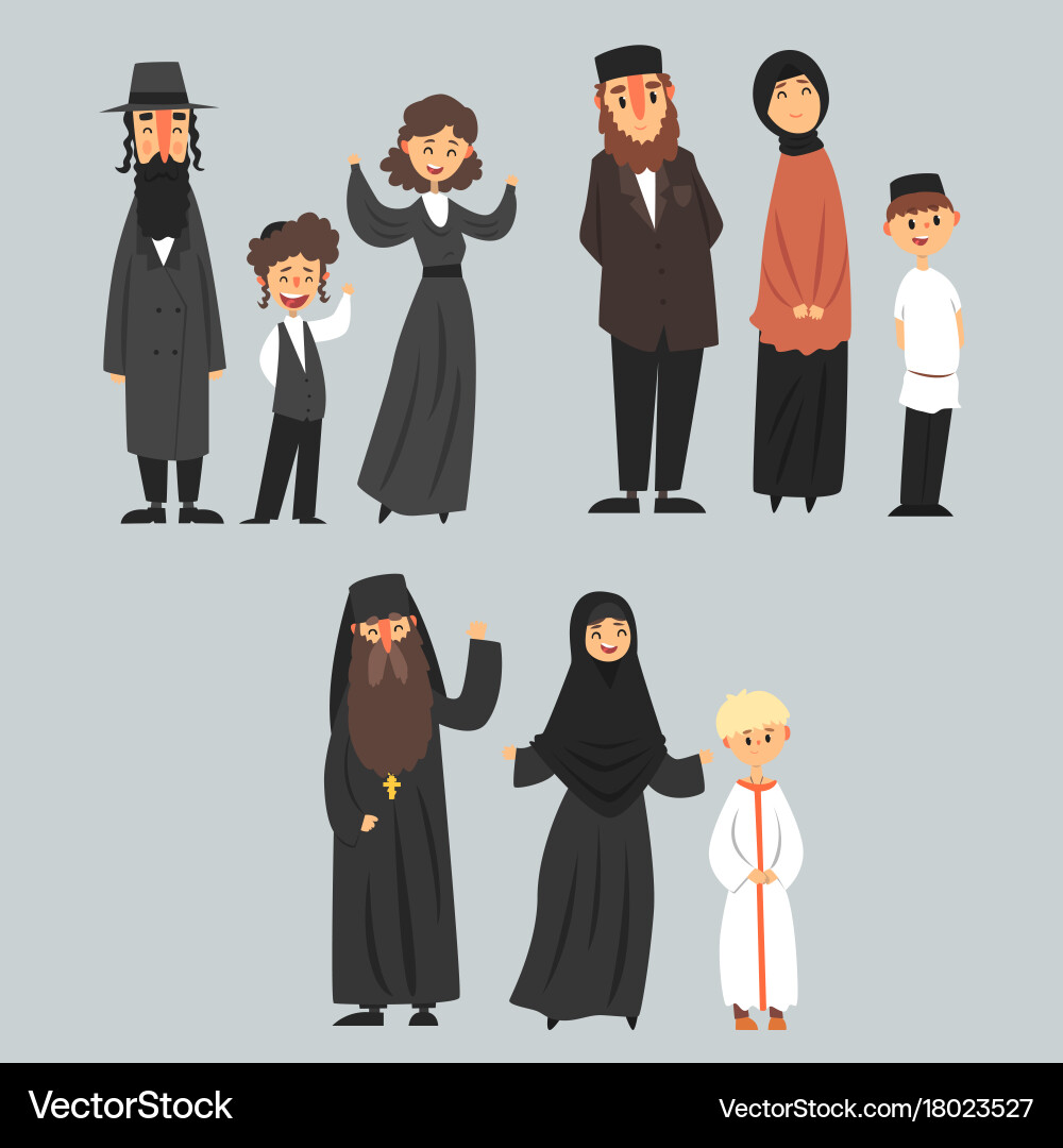 People different religions in traditional Vector Image