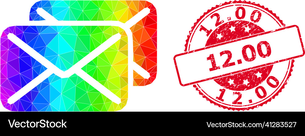 Round scratched 1200 seal with polygonal Vector Image