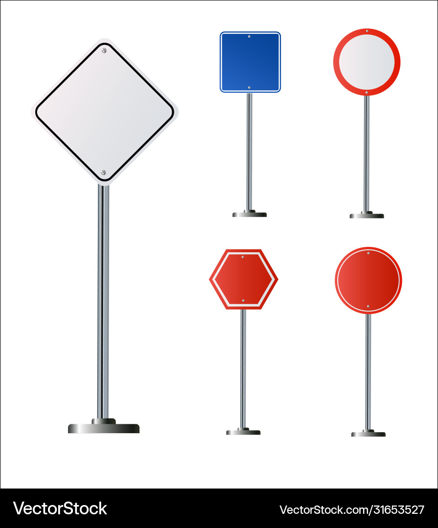 Set road signs isolated on white background Vector Image