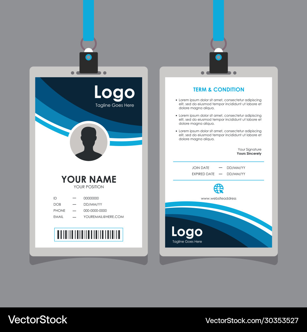 Simple abstract blue stylish curve id card design Vector Image