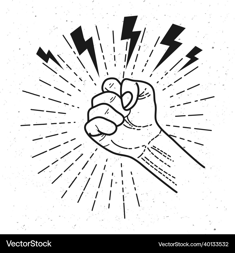 Doodle hands up fist hand demonstration protest Vector Image