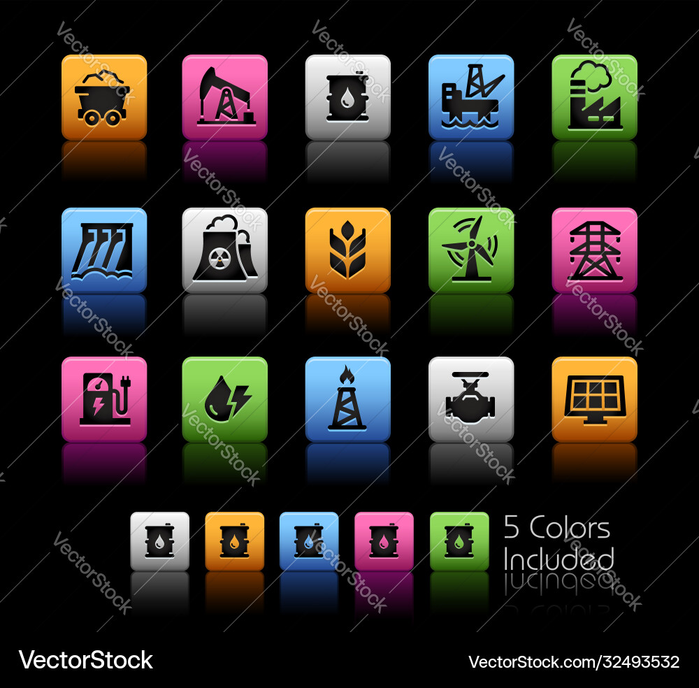 Energy icons colorbox series Royalty Free Vector Image