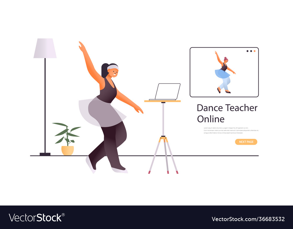 Female dancer doing dancing exercises while Vector Image