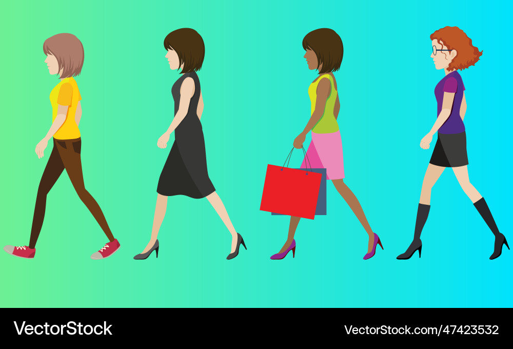 Group of faceless people walking Royalty Free Vector Image
