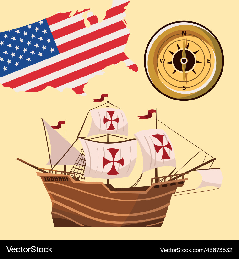 Happy columbus day america discovery Royalty Free Vector