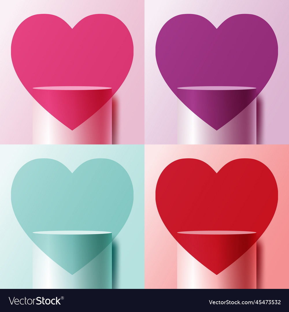 Happy valentines day set of 3d realistic white Vector Image