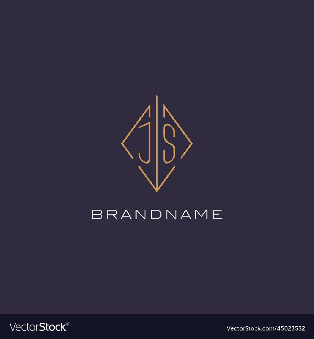 Initial letter js logo monogram with diamond Vector Image